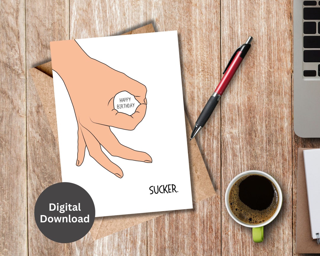 Happy Birthday Sucker Printable Card Funny Happy Birthday Card Digital ...
