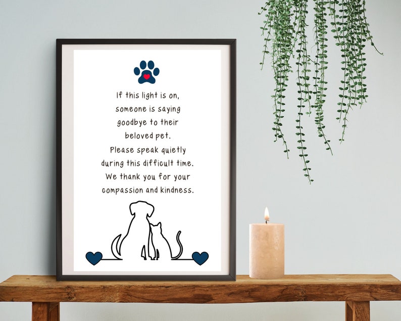 Veterinary Euthanasia Notice Printable Art Veterinarian Pet Loss Sign ...