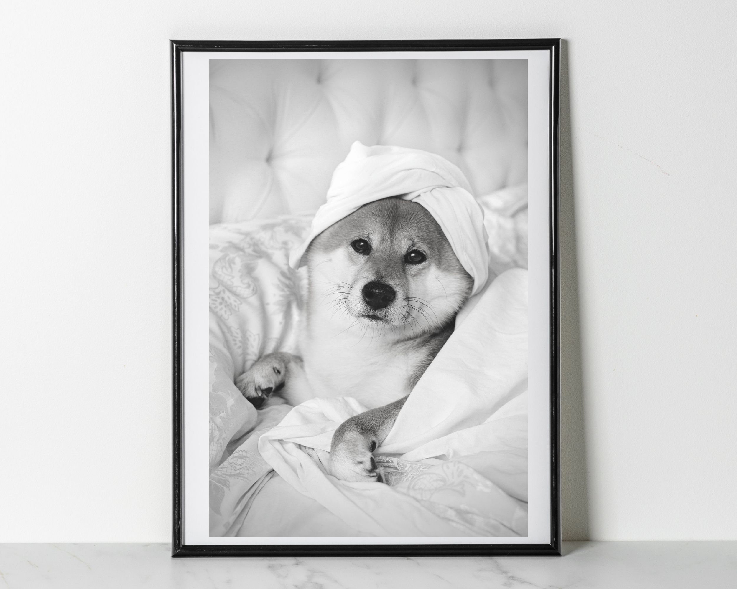 Shiba Inu Printable Wall Art Spa Dog Print Black and White Wall Art Spa ...