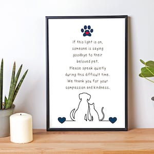 Veterinary Euthanasia Notice Printable Art Veterinarian Pet Loss Sign ...