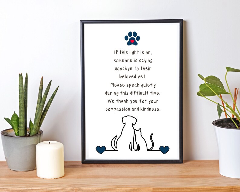Veterinary Euthanasia Notice Printable Art Veterinarian Pet Loss Sign ...
