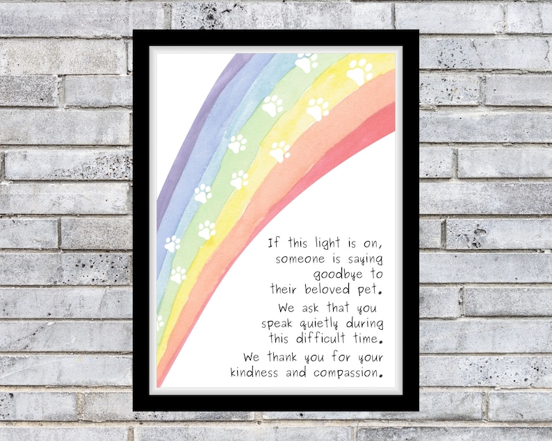 Rainbow Bridge Pet Loss Printable Sign Euthanasia Notice Vet Sign Pet ...