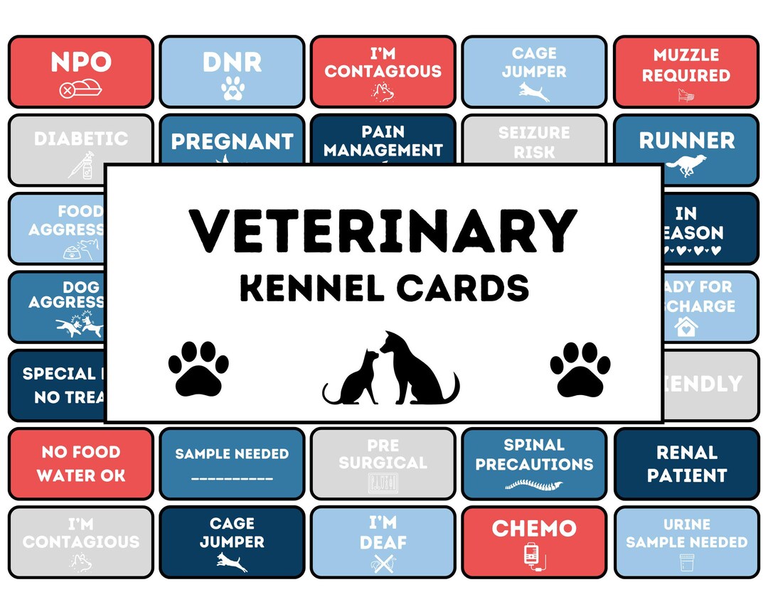 Veterinary Cage Cards USA Colors Kennel Labels Veterinarian Cage Labels ...