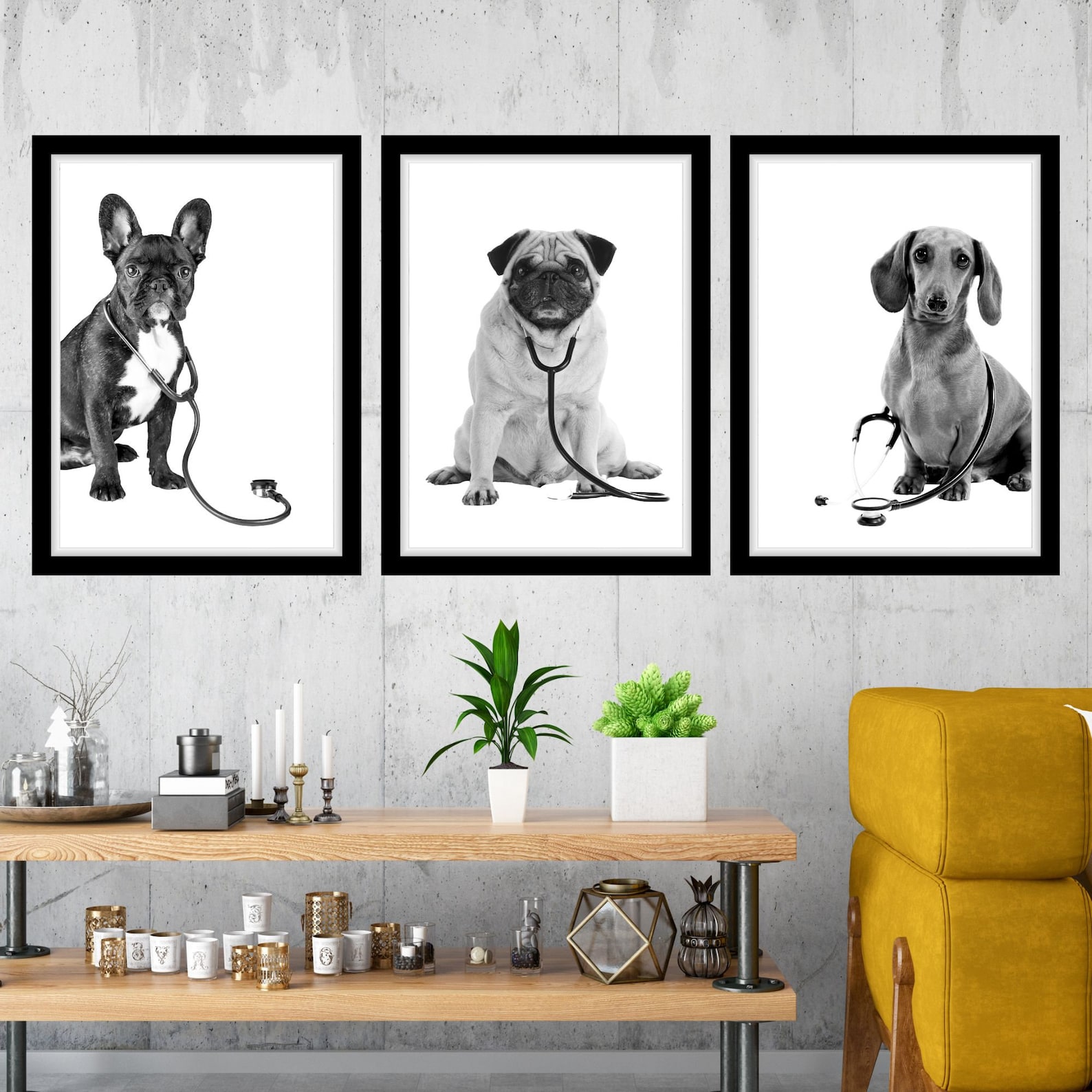 Small Dog Stethoscope Printable Wall Art Veterinary Clinic Decor Dog ...