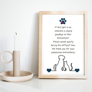 Veterinary Euthanasia Notice Printable Art Veterinarian Pet Loss Sign ...