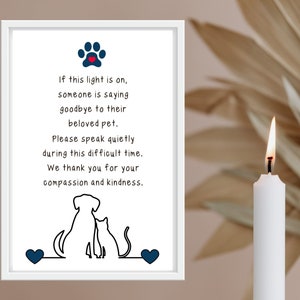 Veterinary Euthanasia Notice Printable Art Veterinarian Pet Loss Sign ...