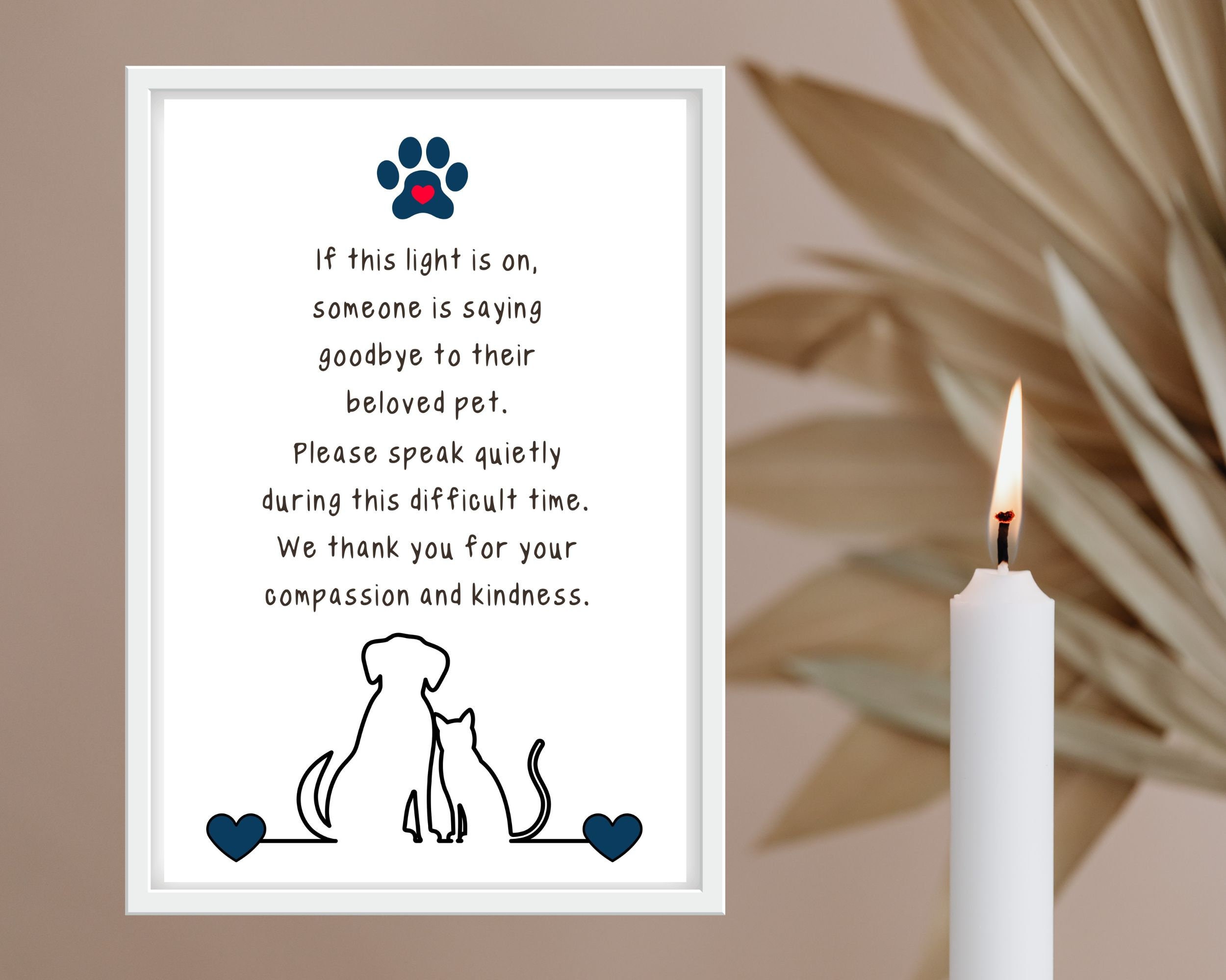 Veterinary Euthanasia Notice Printable Art Veterinarian Pet Loss Sign ...