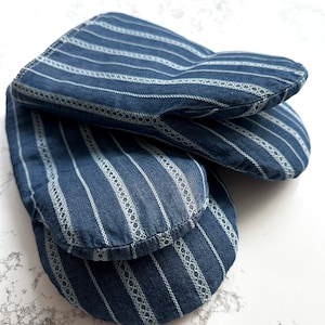 Kitchen Double Oven Mitts, Denim Linen Oven Gloves, Elegant Cooking ...