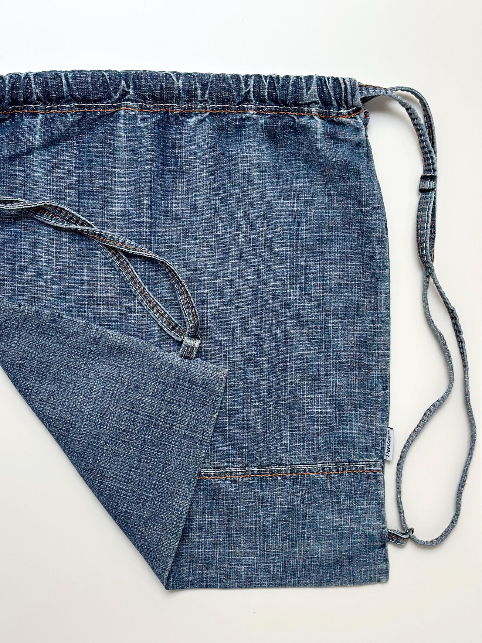 Denim Drawstring Backpack Light, Blue Jeans Stoffrucksack, Mini Fabric ...