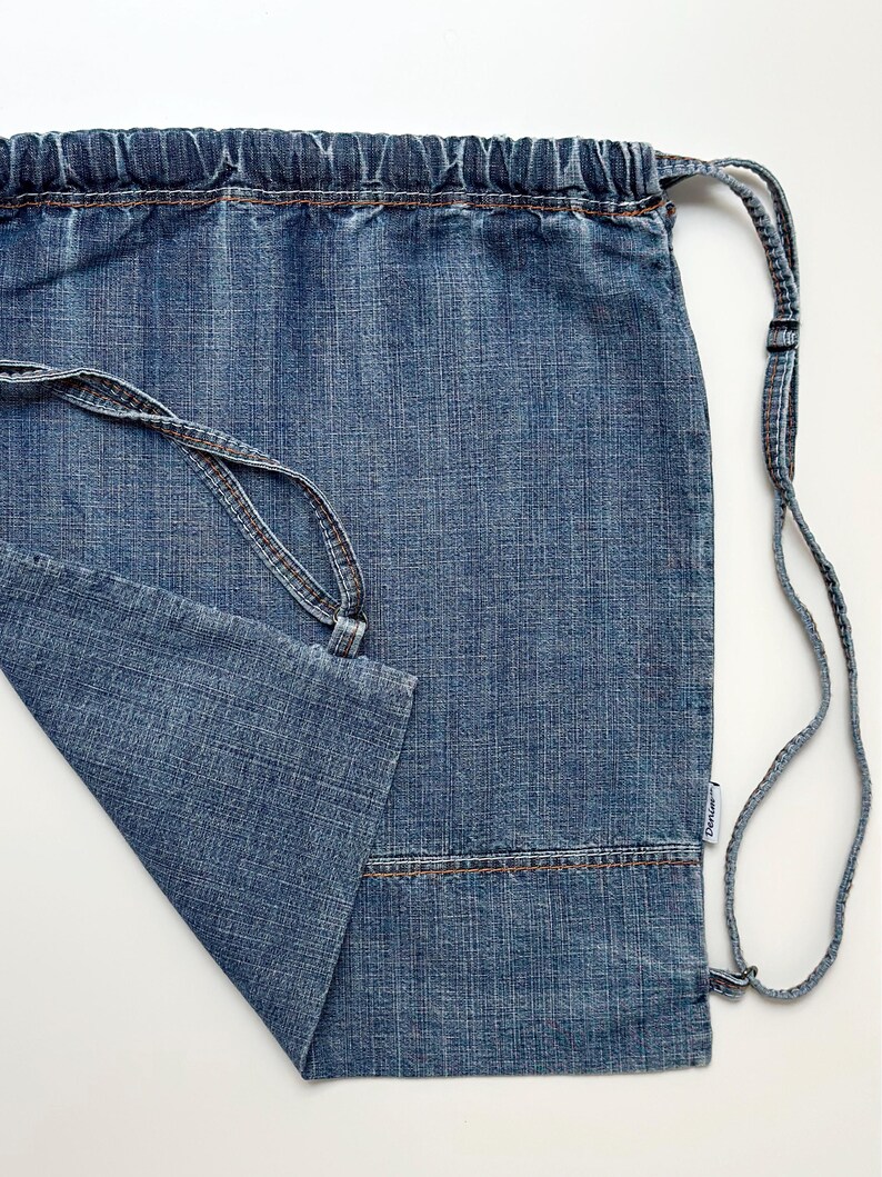Denim Drawstring Backpack Light, Blue Jeans Stoffrucksack, Mini Fabric String Bag, Fashion ...
