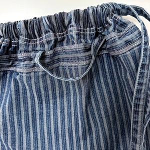 Bohemian Frayed Denim Drawstring Bag, Mini Stripe Canvas Backpack Purse ...