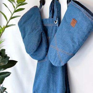 Denim Oven Mitts for Modern Hostess, Chef Jeans Cooking Gloves, Cute ...