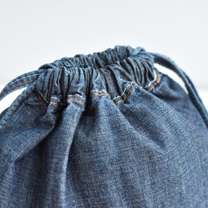 Denim Drawstring Backpack Light, Blue Jeans Stoffrucksack, Mini Fabric ...