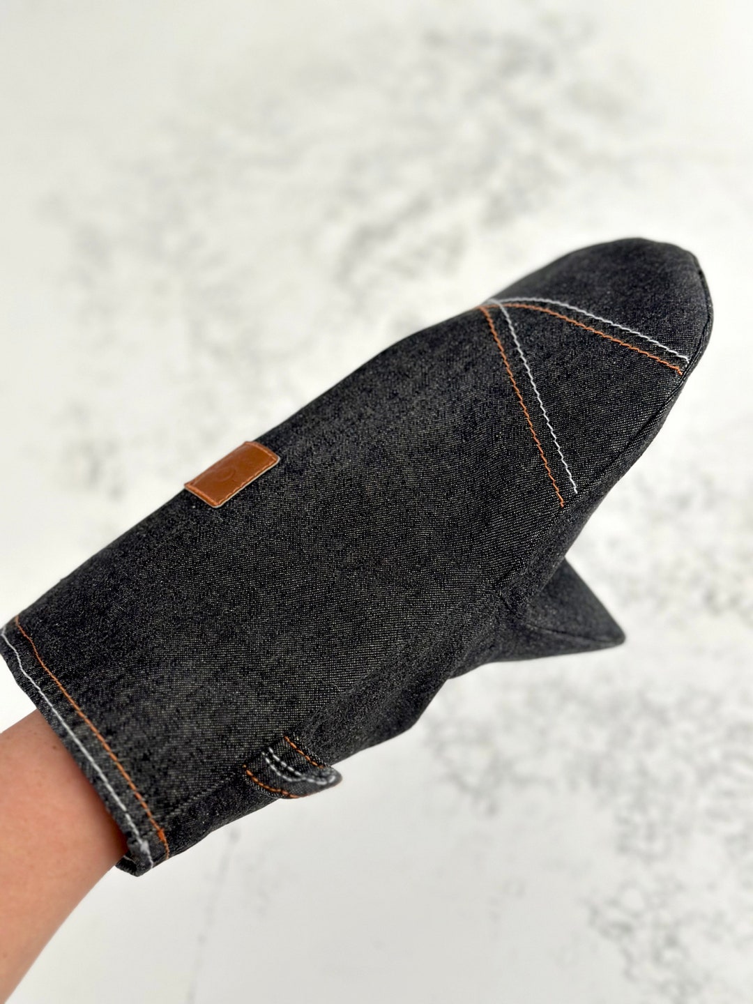 Elegant Denim Oven Mitt + Black Jean BBQ Potholder, Grill Accessories ...
