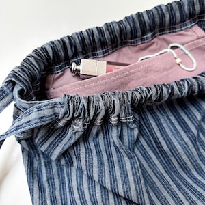 Bohemian Frayed Denim Drawstring Bag, Mini Stripe Canvas Backpack Purse, Stylish Bag Strap With ...