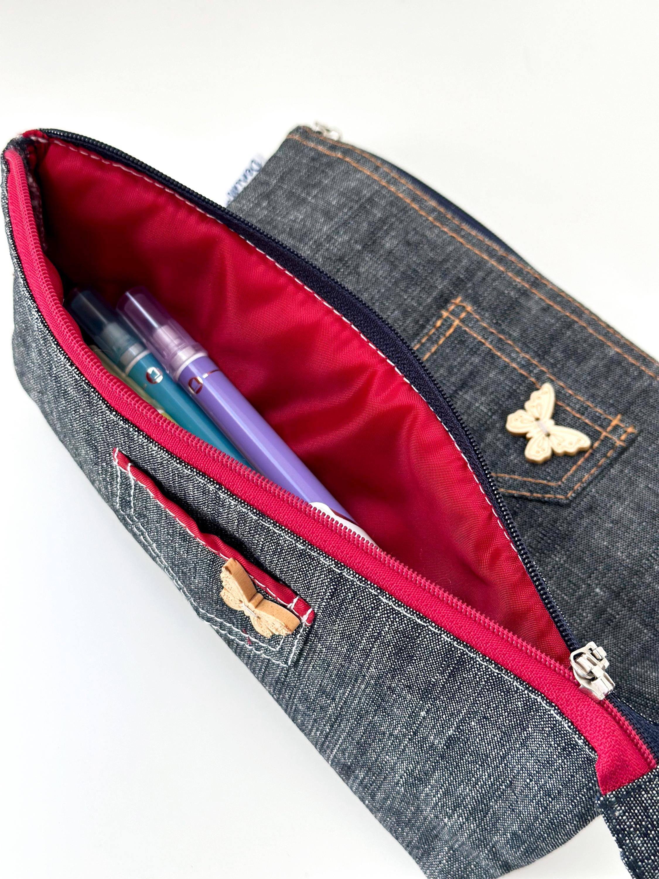 Butterfly Denim Pencil Case With Cute Pocket, Small Organizer Pouch for ...