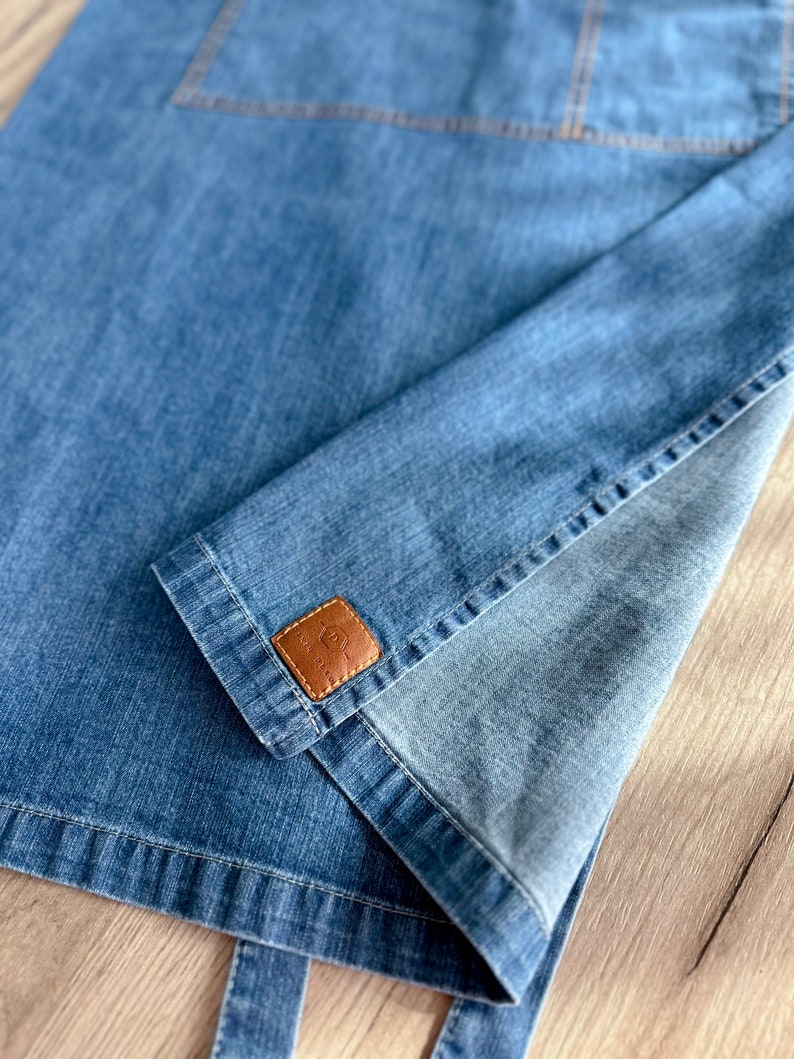Jeans Cross Back Apron for Gift, Denim Bakery Apron With Pockets, Boho ...