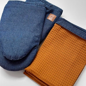 Cooking Double Oven Mitts, Elegant Kitchen Oven Gloves Set, Cotton Tea ...