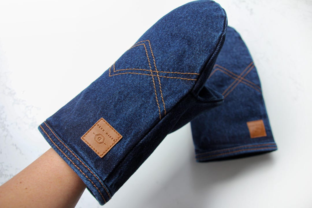 Denim Oven Mitts Set of 2 | Rustic Farmhouse Kitchen | Heavy Duty ...