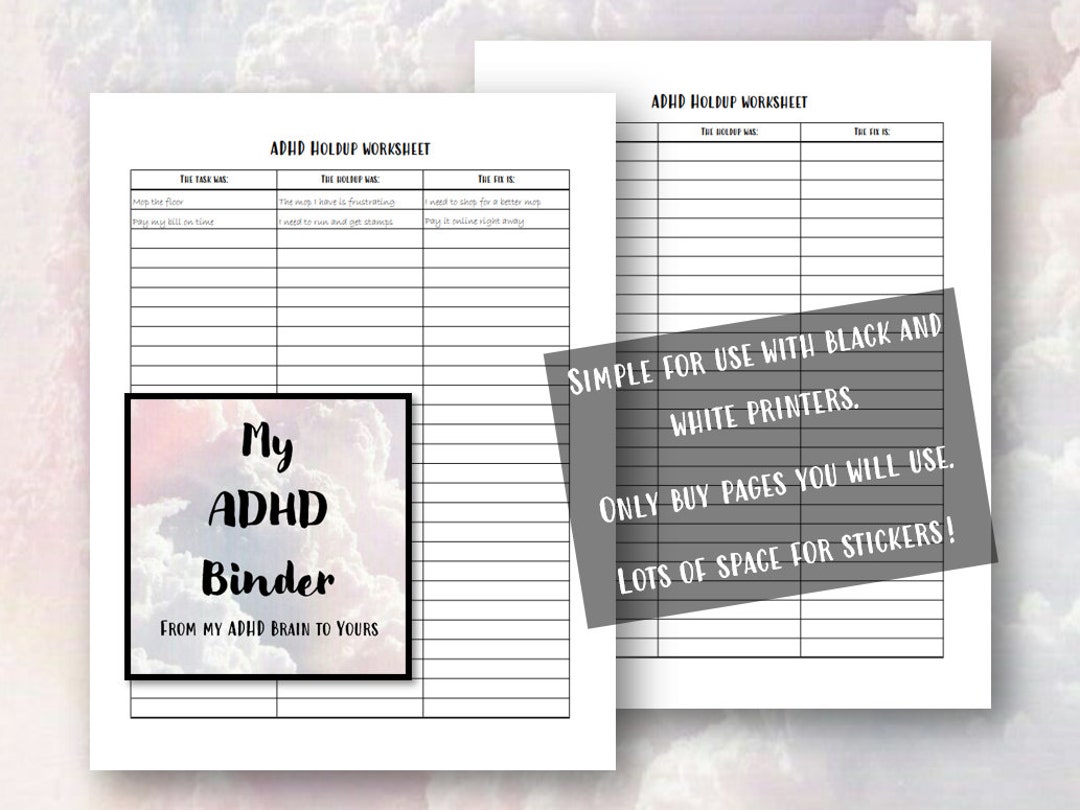 ADHD Planner Holdup Log / Worksheet - Etsy