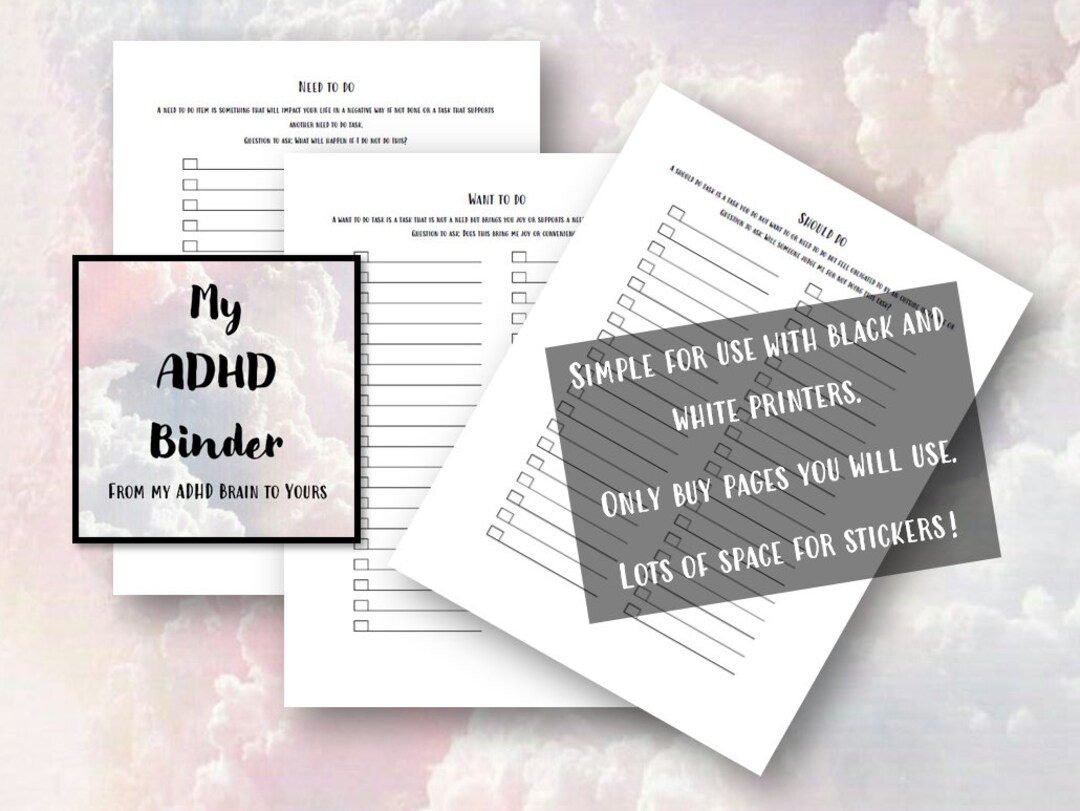 ADHD Planner Need Want Should Worksheet - Etsy