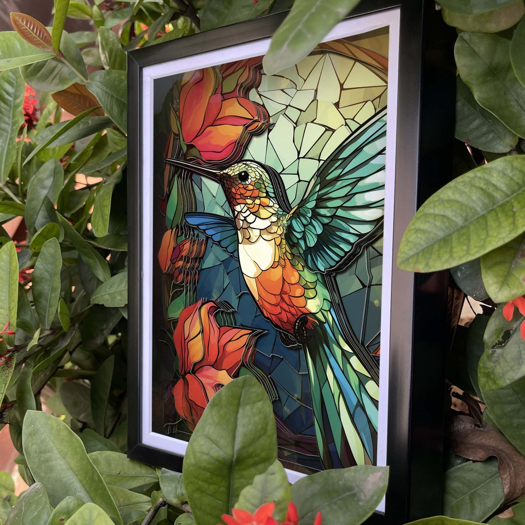 Colibrí arte 3D en capas papel mutil capa regalo para ella - Etsy México