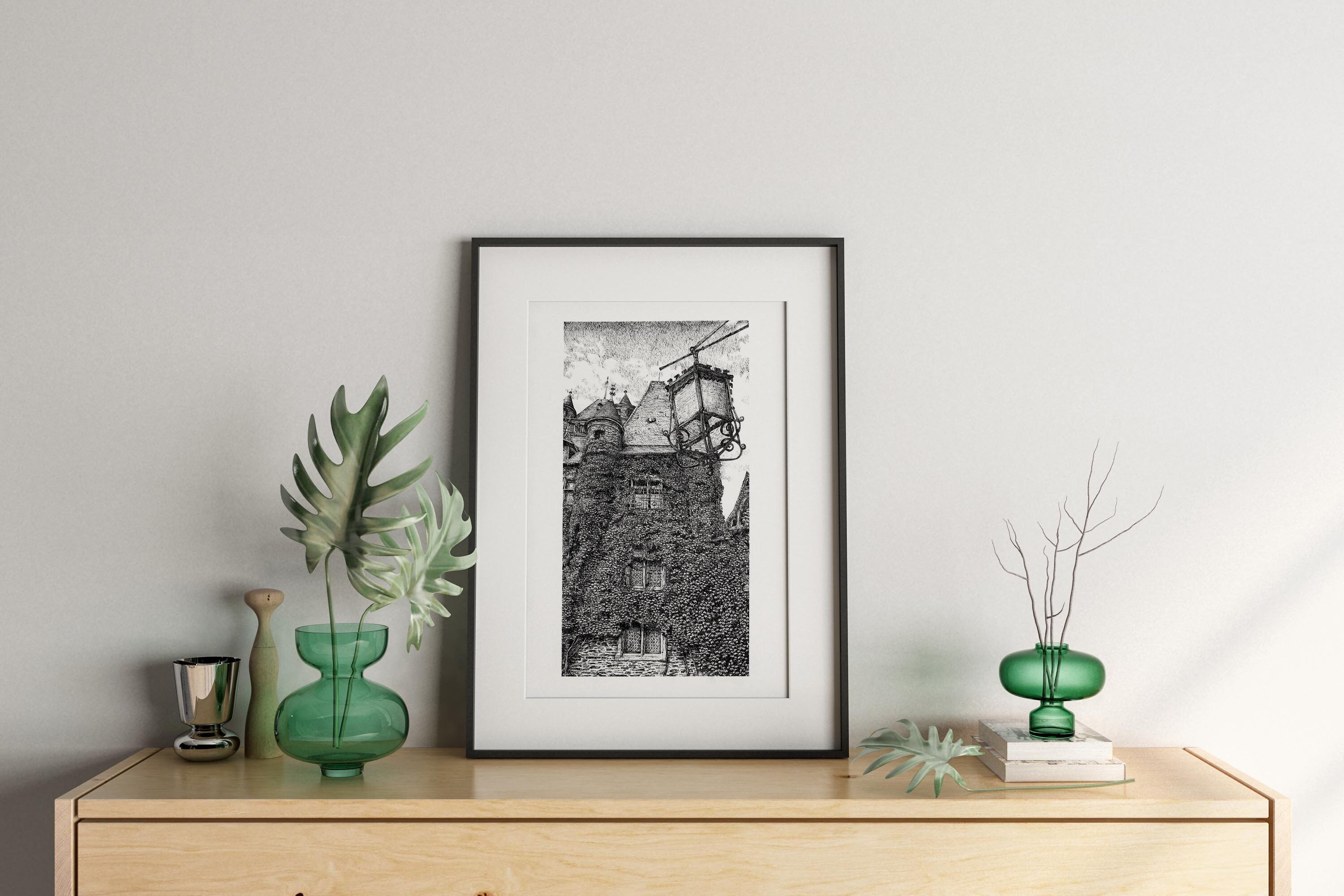 Art Print of Castle , Handmade Gift, A4 Art Print, Sketch, Drawing ...