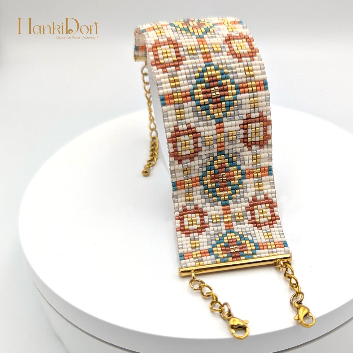 Moroccan Sun Beaded Loom Bracelet PDF Pattern: Miyuki Delicas Jewelry ...