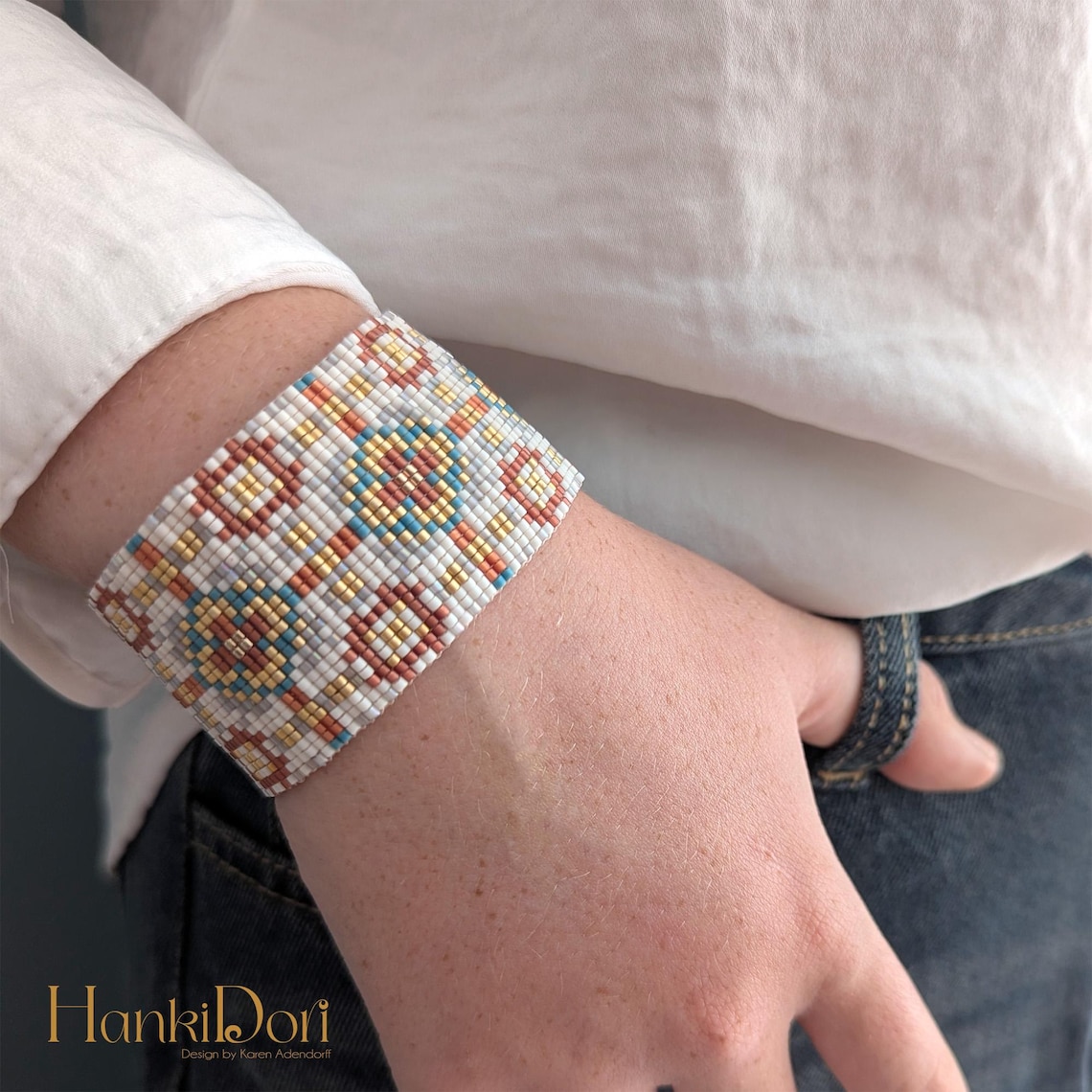 Moroccan Sun Beaded Loom Bracelet PDF Pattern: Miyuki Delicas Jewelry ...