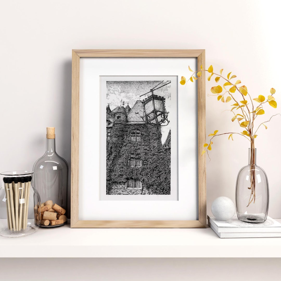 Art Print of Castle , Handmade Gift, A4 Art Print, Sketch, Drawing ...