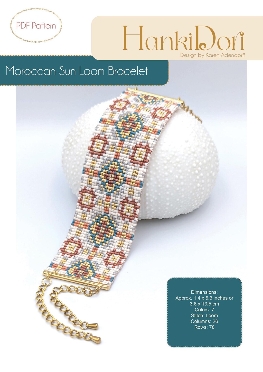 Moroccan Sun Beaded Loom Bracelet PDF Pattern: Miyuki Delicas Jewelry ...