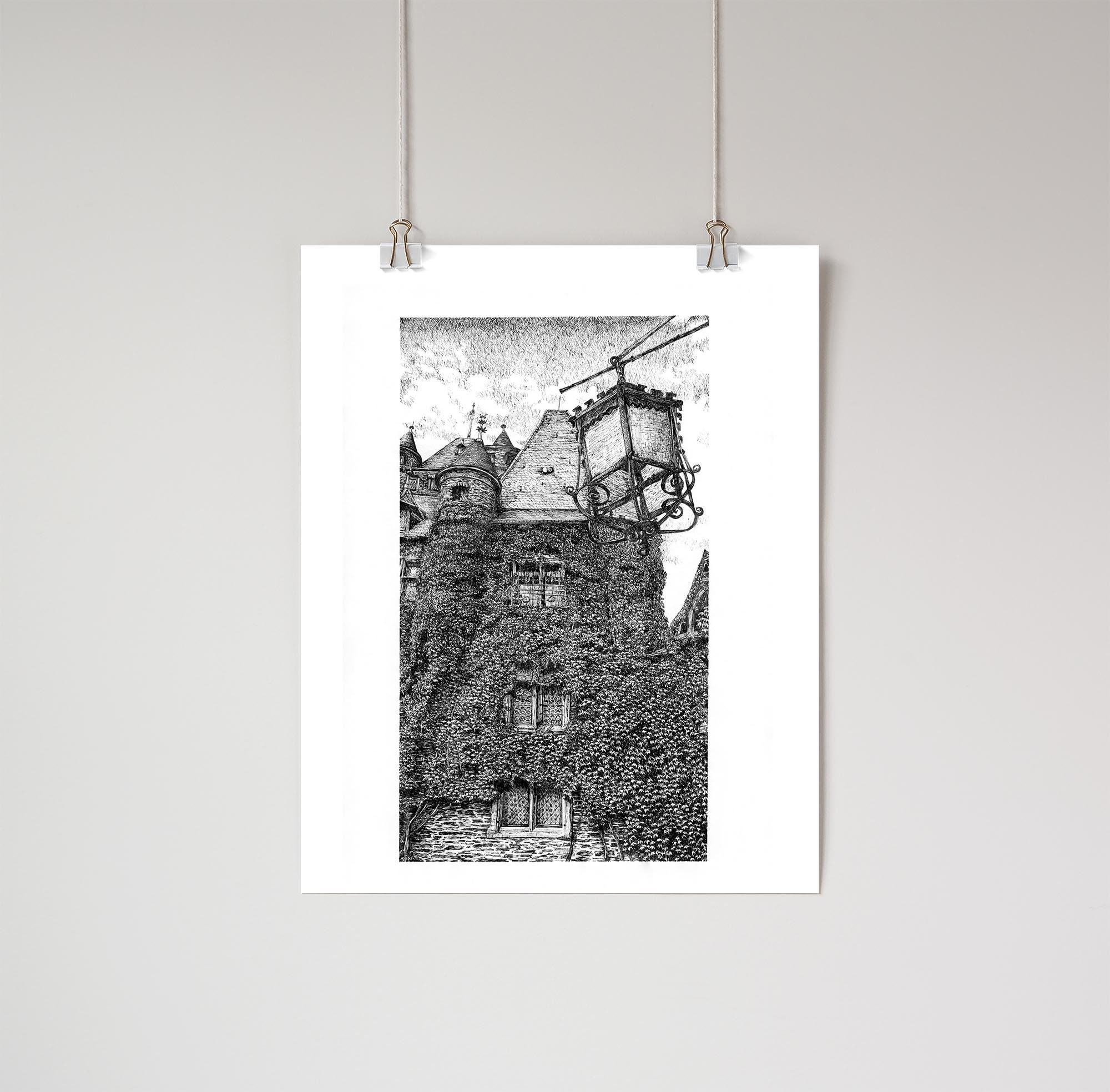 Art Print of Castle , Handmade Gift, A4 Art Print, Sketch, Drawing ...