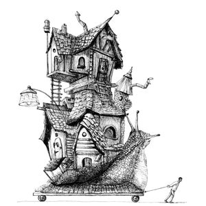 Art Print of House Move , Handmade Gift, A4 Art Print, Sketch, Drawing ...