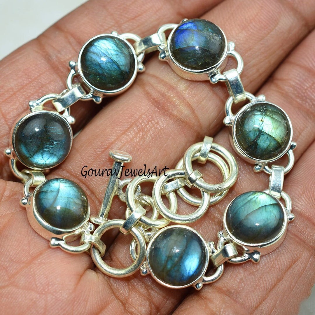 Blue Fire Labradorite, Eternity Jewelry, 925 Silver Bracelet ...