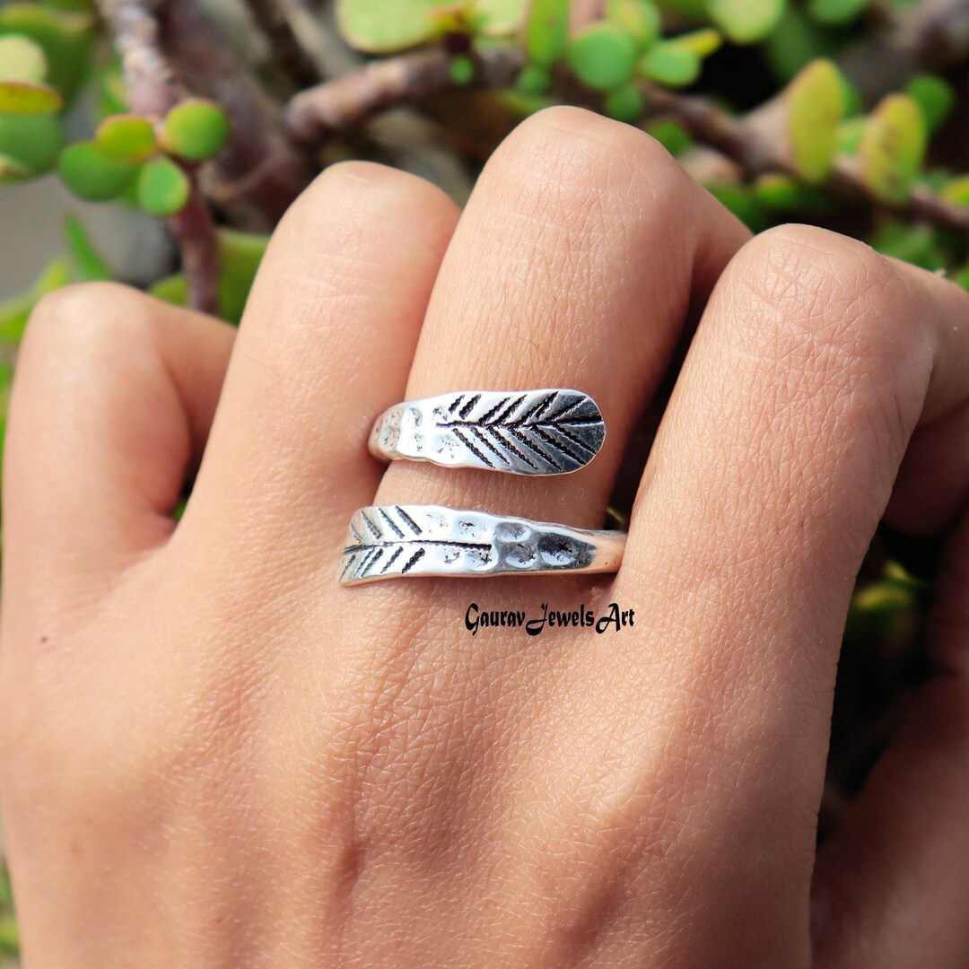 Leaf Adjustable Ring, 925 Sterling Silver, Boho Ring, Nature-inspired ...