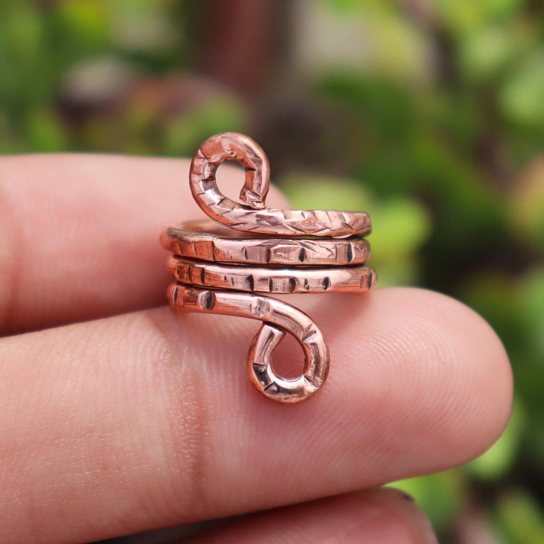 Copper Spiral Ring, Copper Toe Ring, Solid 925 Silver Ring, Adjustable ...