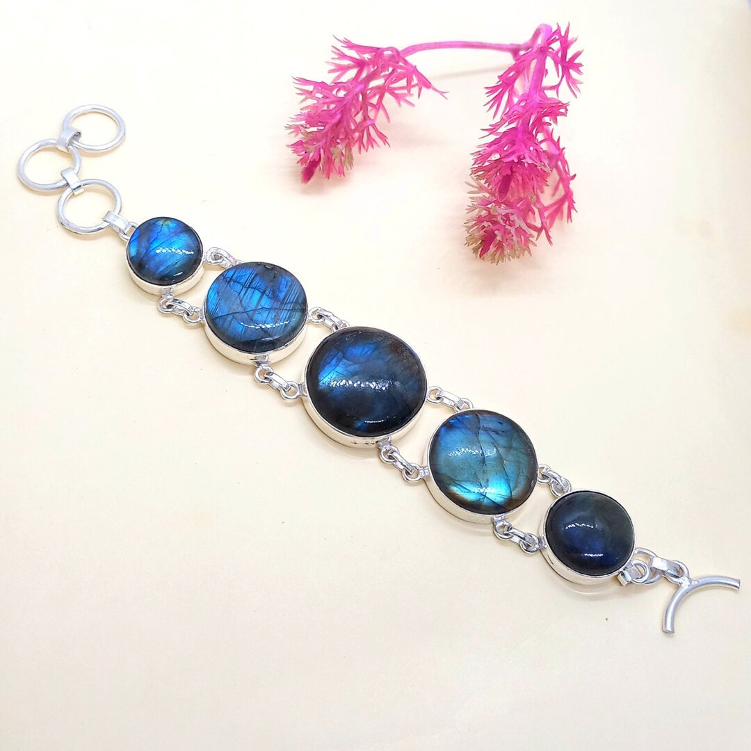 Blue Fire Labradorite Bracelet, Stunning Bracelet, 925 Silver Bracelet ...