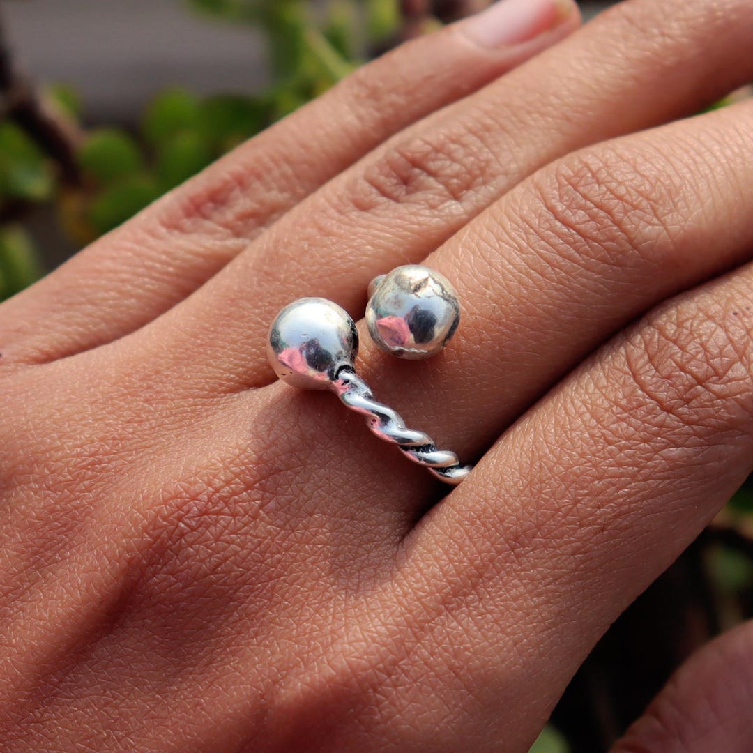 925 Silver Ball Ring, Bubbles Ring, 2 Ball Ring, Round Ball Ring, Statement Ring, Geometric ...