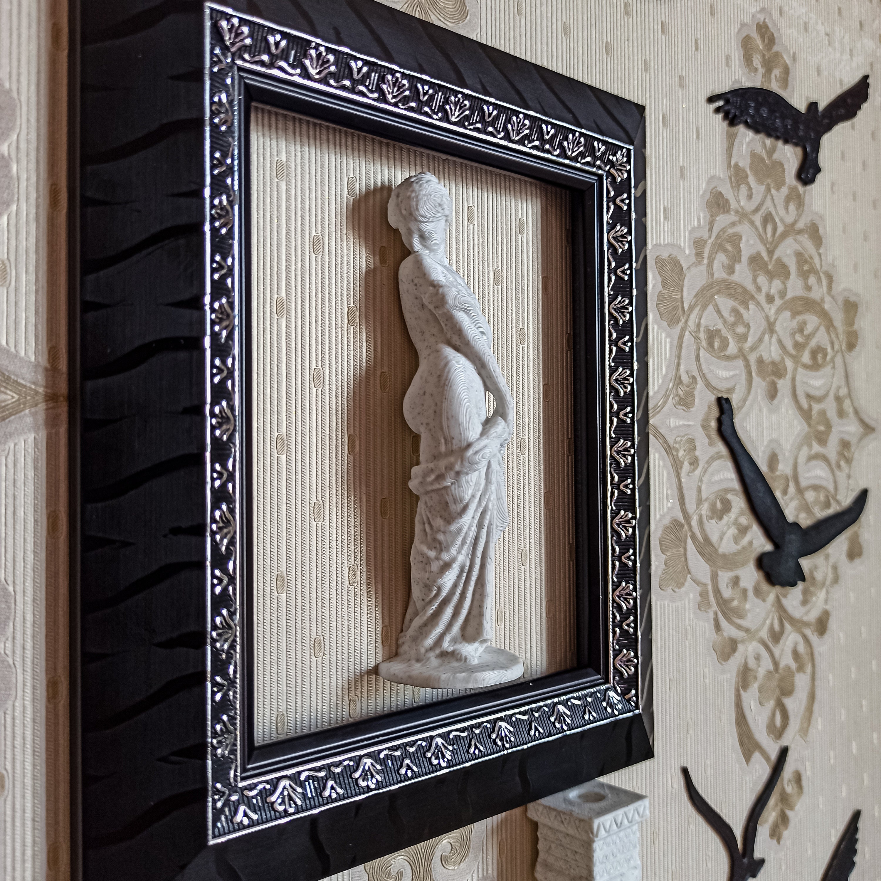 Shy Undressing Woman Statue 3D Statue Artwork for Wall / - Etsy