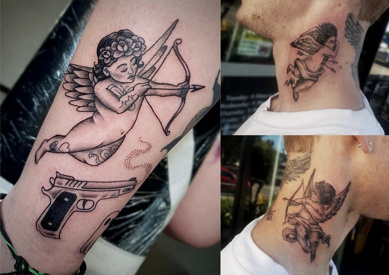 Cherub Tattoo Stamps / Procreate Brush Set / Cupid Line Art Drawings ...