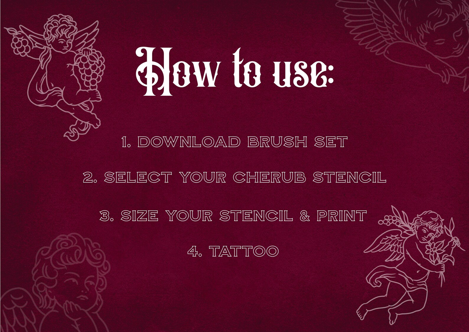Cherub Tattoo Stamps / Procreate Brush Set / Cupid Line Art Drawings ...