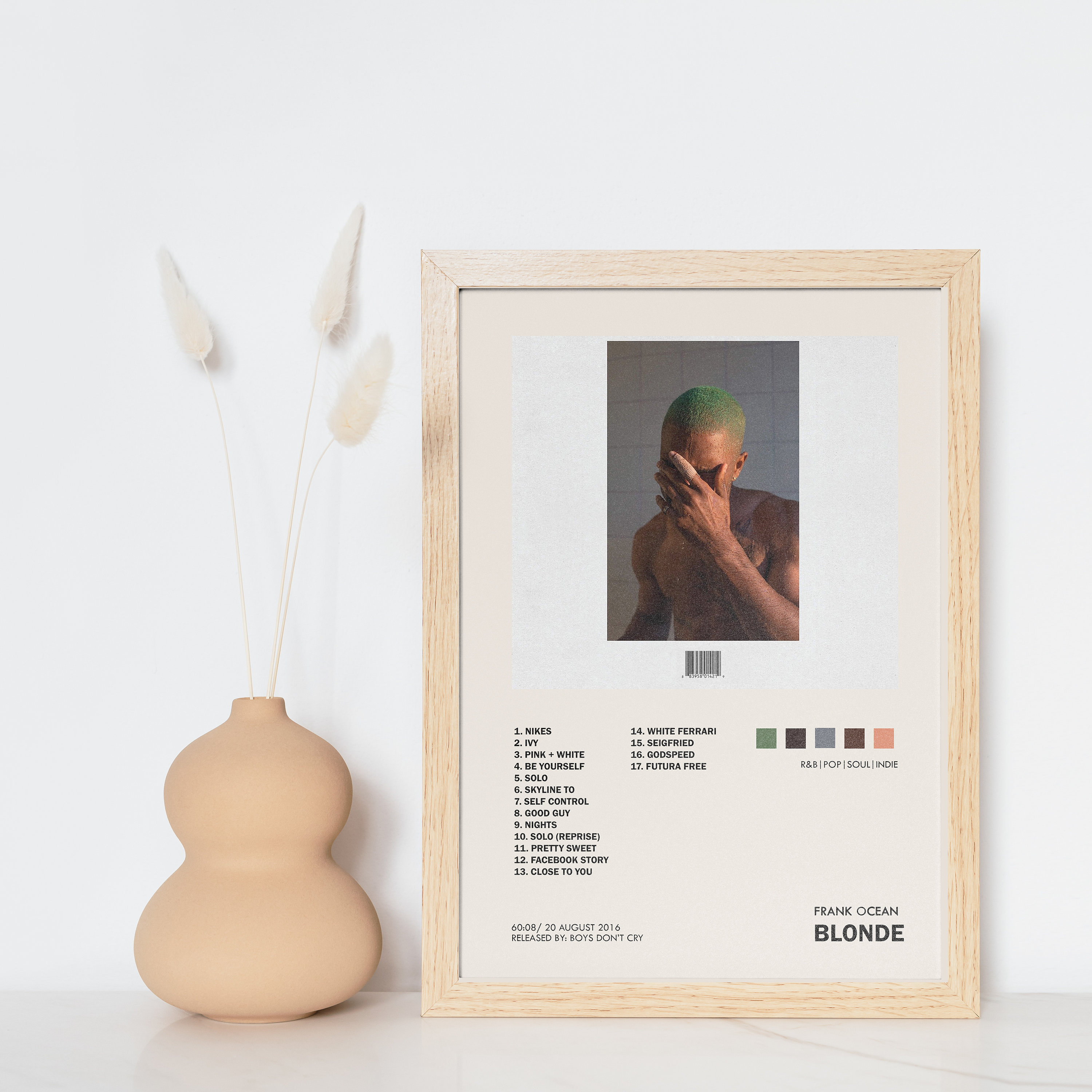 Frank Ocean Blonde Album Cover Poster / Music Print / Wall Art / Aesthetic Poster Print / Music ...