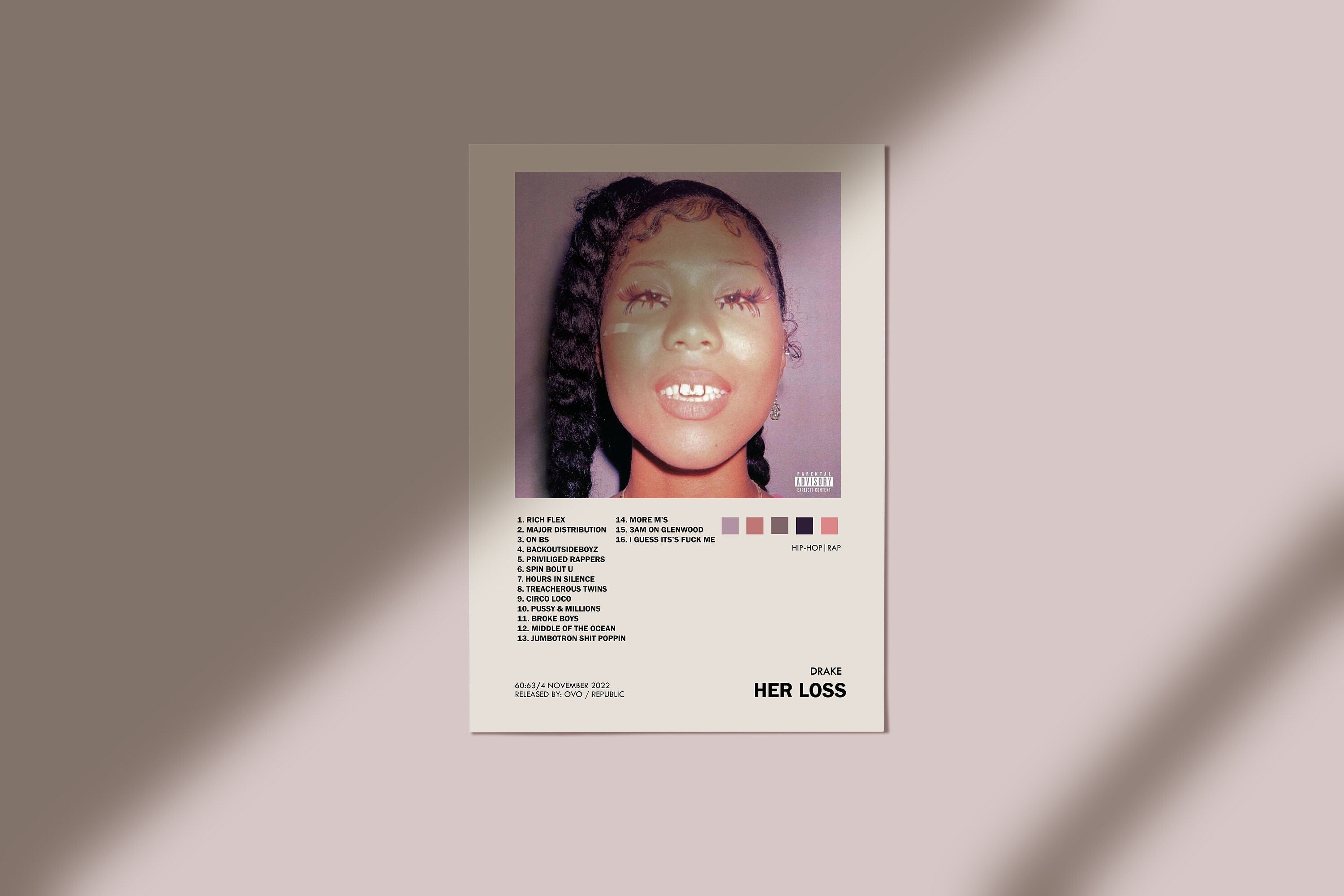 Drake Her Loss Album Cover Poster / Music Print / Wall Art / Aesthetic ...