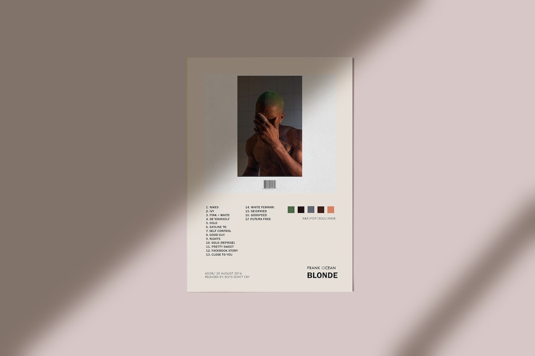 Frank Ocean Blonde Album Cover Poster / Music Print / Wall Art ...