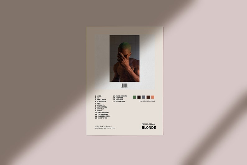 Frank Ocean Blonde Album Cover Poster Music Print Wall Art