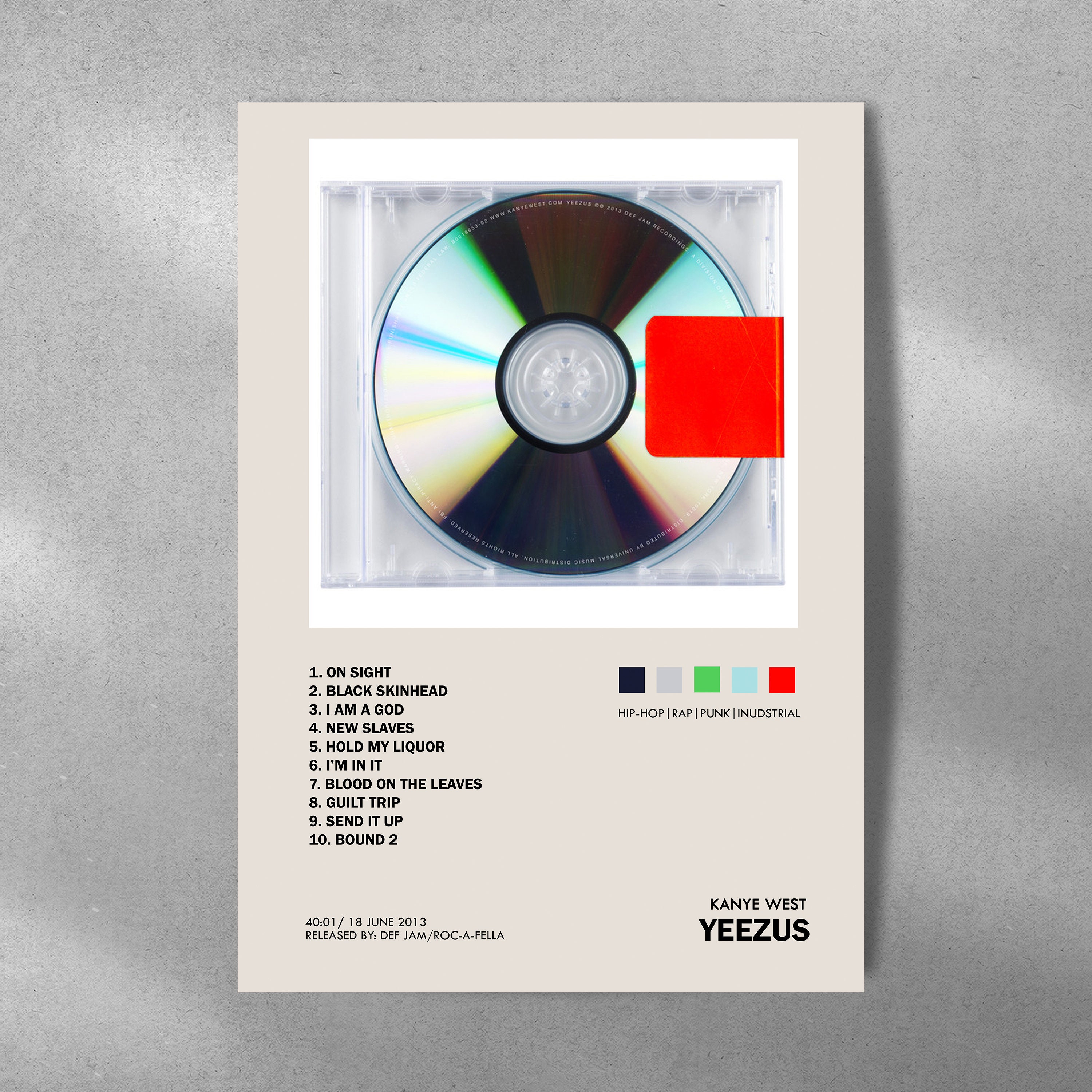 Kanye West Yeezus Album Cover Poster Music Print Wall Art