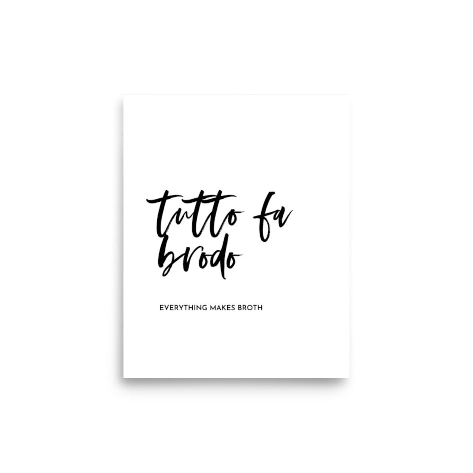 Unframed Italian Quote Poster Vintage Italian Saying Italy Kitchen Art ...