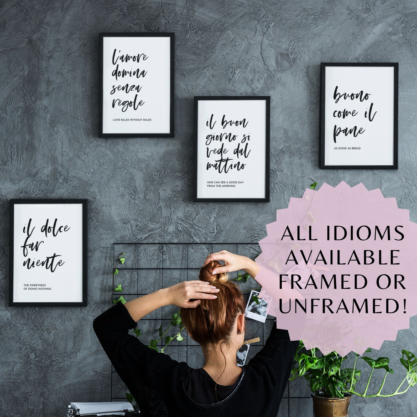 Framed Italian Quote Poster Italian Saying Italy Wall Art Decor Italy ...