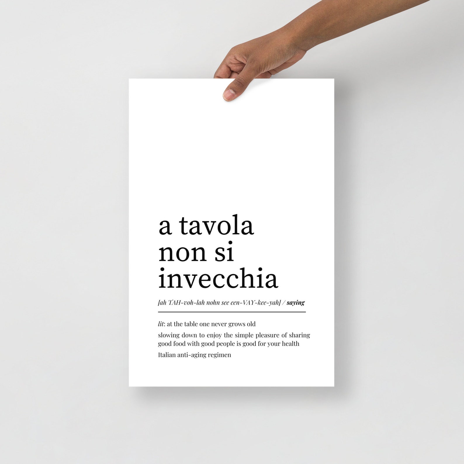 Italian Quote Italian Sayings Unframed Print A Tavola Non Si Invecchia ...