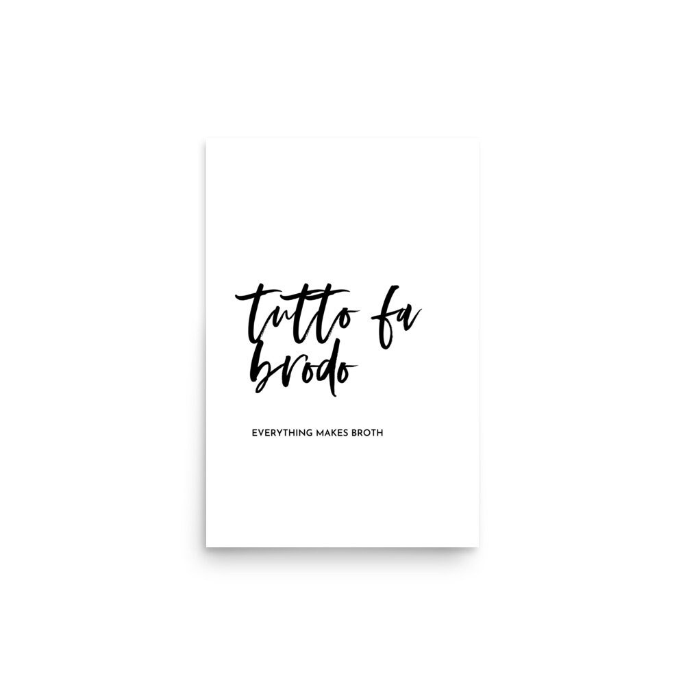 Unframed Italian Quote Poster Vintage Italian Saying Italy Kitchen Art ...